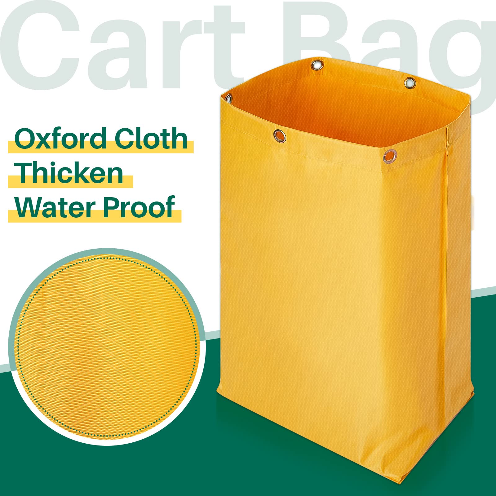 Replacement Janitorial Cleaning Cart Bag 16x11x27" High Capacity Commercial Janitorial Cart Bag Housekeeping Cart Bag for Housekeeper Restaurant Motel Cafe Facility Office, 23 Gallon, Yellow(1 Pc)