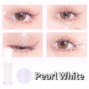 Geeneiya Glitter Liquid Eyeshadow Korean Makeup White Highlight Eyeliner, Pigmented, Long Lasting, Quick Drying, Loose Glue for Crystals Eye (Pearl 03)