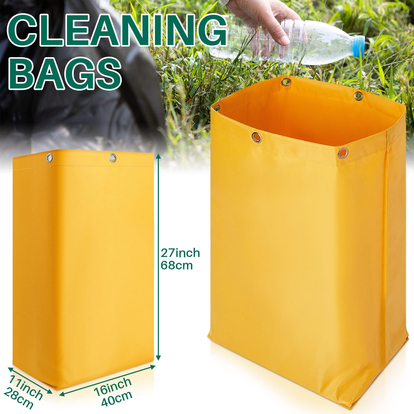 Replacement Janitorial Cleaning Cart Bag 16x11x27" High Capacity Commercial Janitorial Cart Bag Housekeeping Cart Bag for Housekeeper Restaurant Motel Cafe Facility Office, 23 Gallon, Yellow(1 Pc)