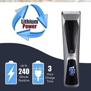 BESTBOMG Home Barber Hair Trimmer with Precision Blades Heavy Duty Motor LED Display