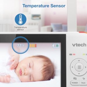 VTech VM924-2 Remote Pan-Tilt-Zoom Baby Monitor with 2 Cameras & Audio,5"LCD Screen,Up to 17Hrs Video Streaming&31Hrs Battery for Audio,Night Vision,1000ft Range,Soothing Sounds,Temperature Sensor