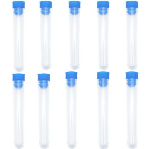 10pcs 7x100mm test tubes with blue caps clear plastic test tubes set for halloween, christamas, scientific themed kids birthday party supplies, daily storage home storage box sealed bottle