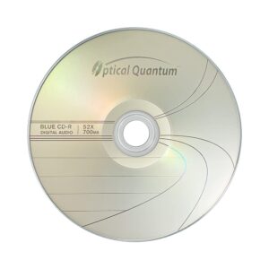 Optical Quantum Music Digital Audio Blue AZO CD-R Logo Top 700MB 52x, 100 Discs - Blank CDs for Music, CD-R Blank Discs 100 Pack, Writable CDs for Burning Music