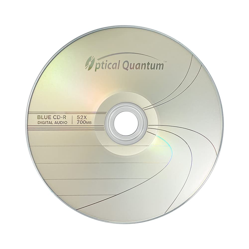 Optical Quantum Music Digital Audio Blue AZO CD-R Logo Top 700MB 52x, 100 Discs - Blank CDs for Music, CD-R Blank Discs 100 Pack, Writable CDs for Burning Music