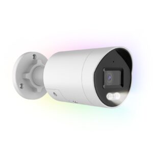 4mp mini bullet poe ip camera outdoor, strobe light & audible warning, 131ft full color night vision, vca, human/vehicle detection, f1.0 aperture, 2-way audio, 130db wdr, 2.8mm lens, hik-connect app