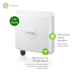 Zyxel 4G LTE-A Cat.6 Router with PoE | Nebula Cloud Management | LTE7461N |Outdoor Design for Reliable Connection | Heavy Duty IP68 Enclsoure | 300Mbps | Remote Management | Easy Installation