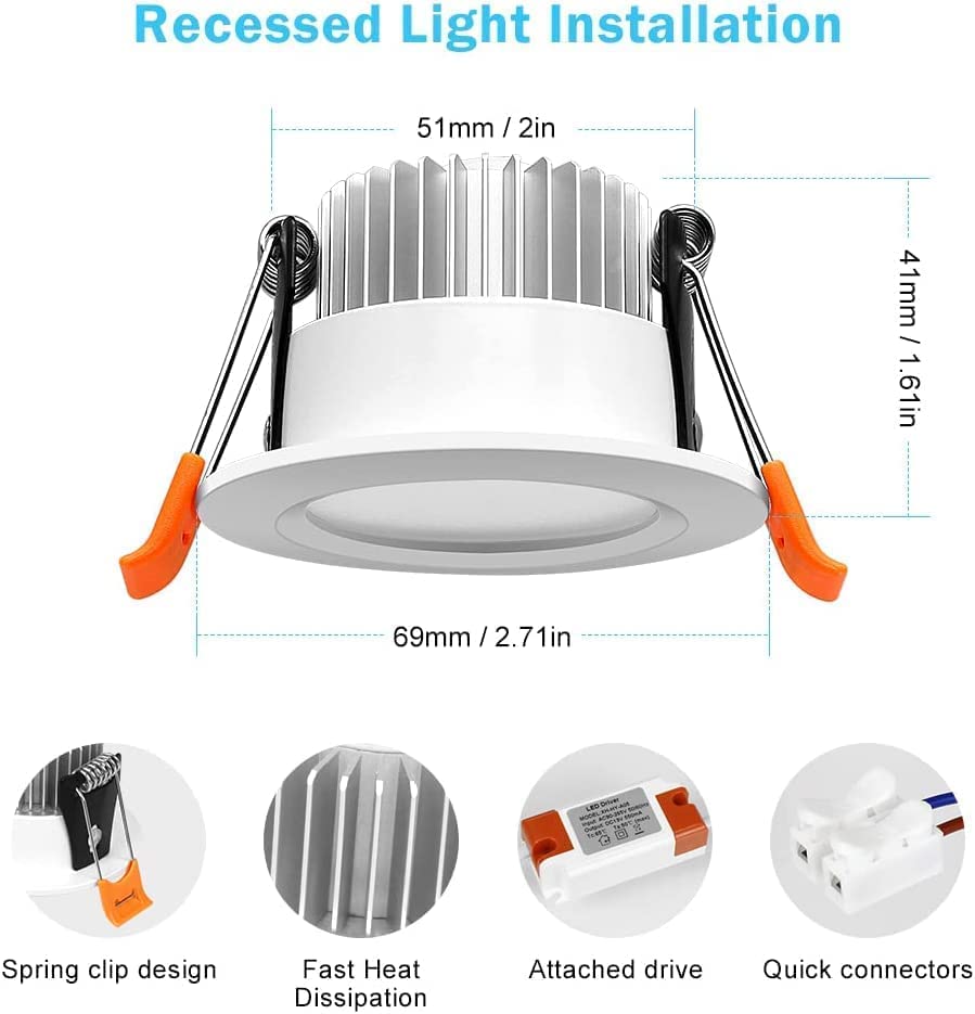 inShareplus Smart Recessed Lighting 2 Inch 10 Pack, WiFi LED Downlight 5W 120V, Dimmable RGBCW 2700-6500K Color Changing, Compatible with Alexa/Google, Ceiling Lights with LED Driver