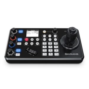 avkans super ptz camera joystick controller, ip ndi ptz camera controller keyboard with 4d joystick for worship church live streaming, poe enable (ptz controller with 2 inch screen)