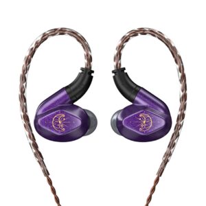 h hifihear blon z200 earbuds in ear headphones monitor zinc alloy 10mm carbon diaphragm comfortable earphones noise reduction for cell phone laptop（purple without mic）