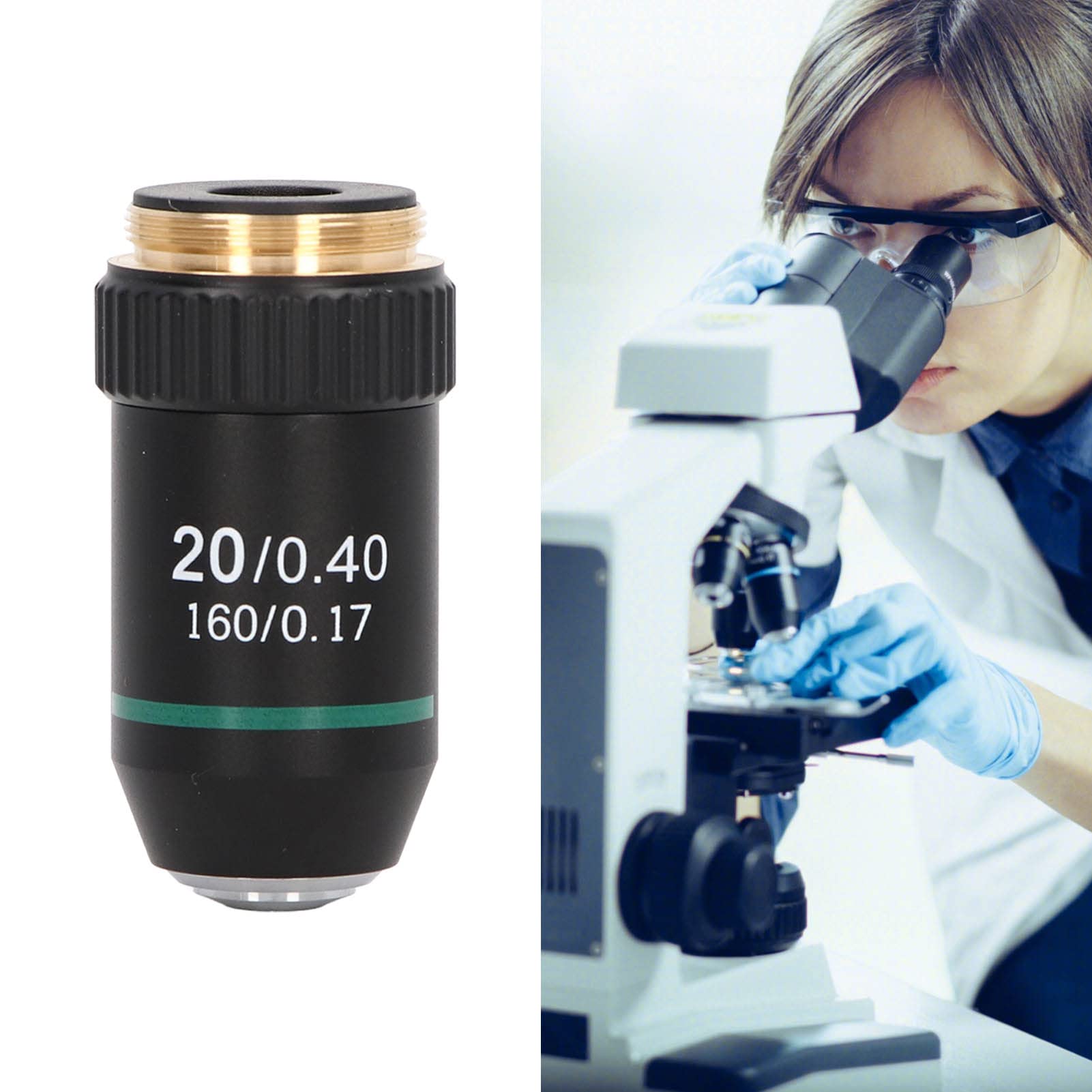 20X Objective Brass Achromatic Objective Lens Clear Standard 20mm Thread Biological Microscope Objective Telescope Accessories