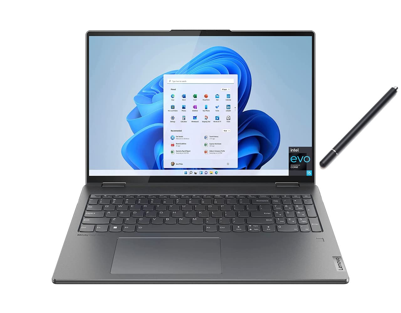 Lenovo 2022 Newest Yoga 7i 2-in-1 16" 2.5K Touch Premium Laptop | Intel Core i5-1240P （Beat i7-1195G7 ） | 8GB RAM | 512GB SSD | Backlit Keyboard | Fingerprint | Windows 11 | with Stylus Pen Bundle