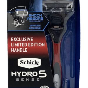 Schick Hydro 5 Sense Hydrate Razor Limited Edition Handle with Shock Absorb Technology for Men, 1 Handle with 1 Refill (Handle Color Chosen Randomly)