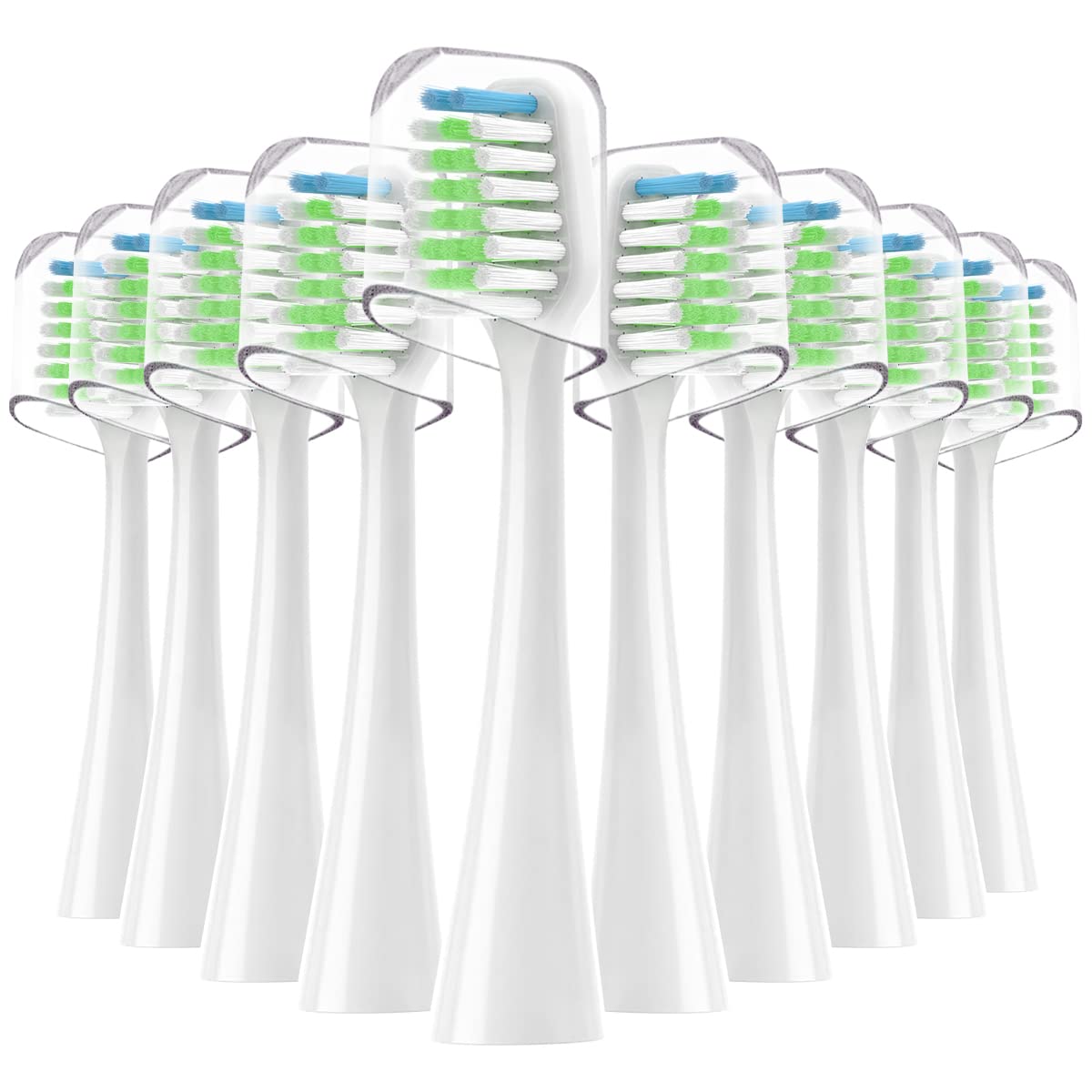 Sonic Replacement Toothbrush Heads Compatible with Waterpik Complete Care 9.0 (CC-01), 5.0 (WP-861) Electric Toothbrush, Medium Bristle, 10 Count (White)