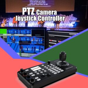 AVKANS Super PTZ Camera Joystick Controller, IP NDI PTZ Camera Controller Keyboard with 4D Joystick for Worship Church Live Streaming, PoE Enable (PTZ Controller with 2 inch Screen)