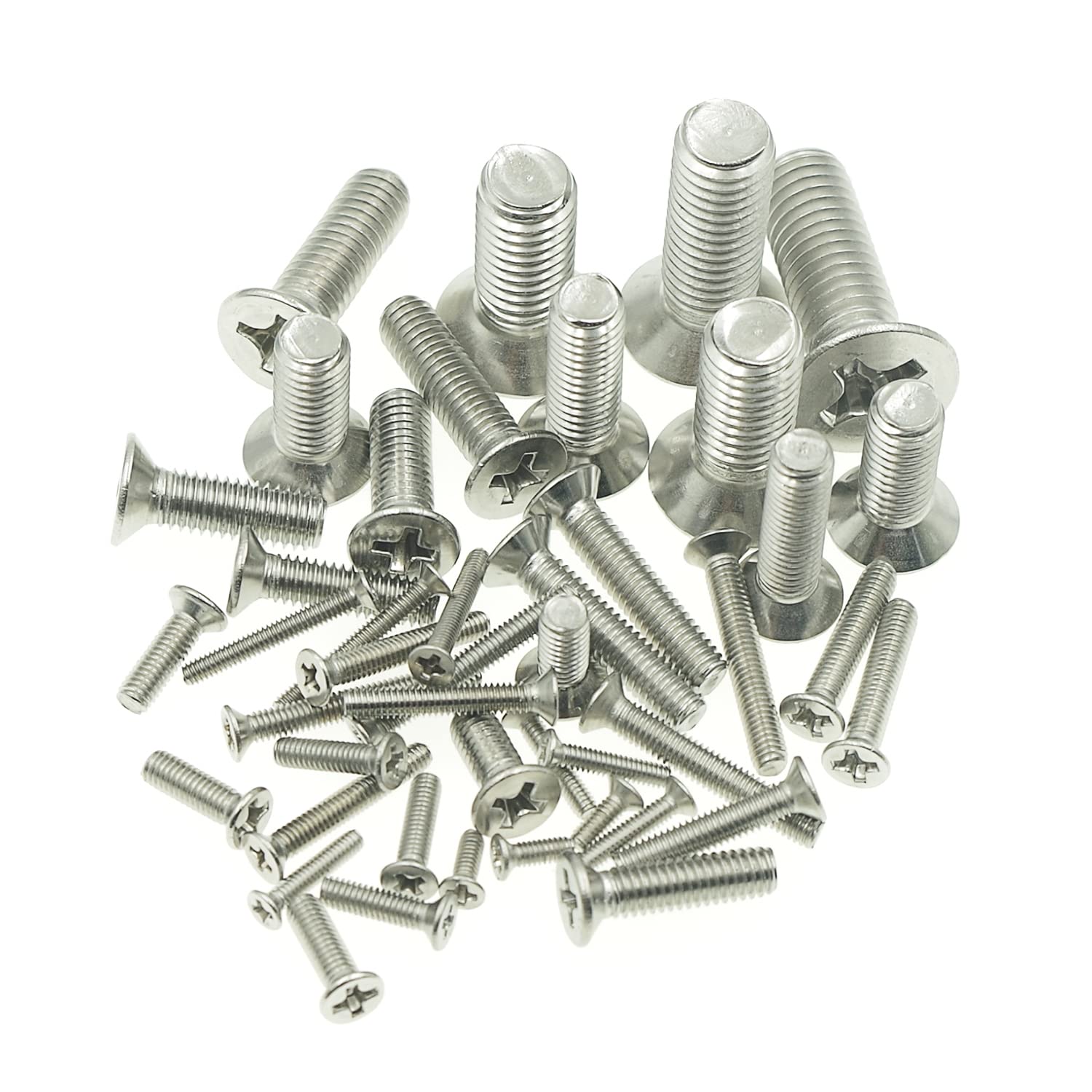 MCMASKE 353PCS Metric M2 M2.5 M3 M4 M5 M6 M8 304 Stainless Steel Phillips Flat Head Machine Screws Assortment Kit