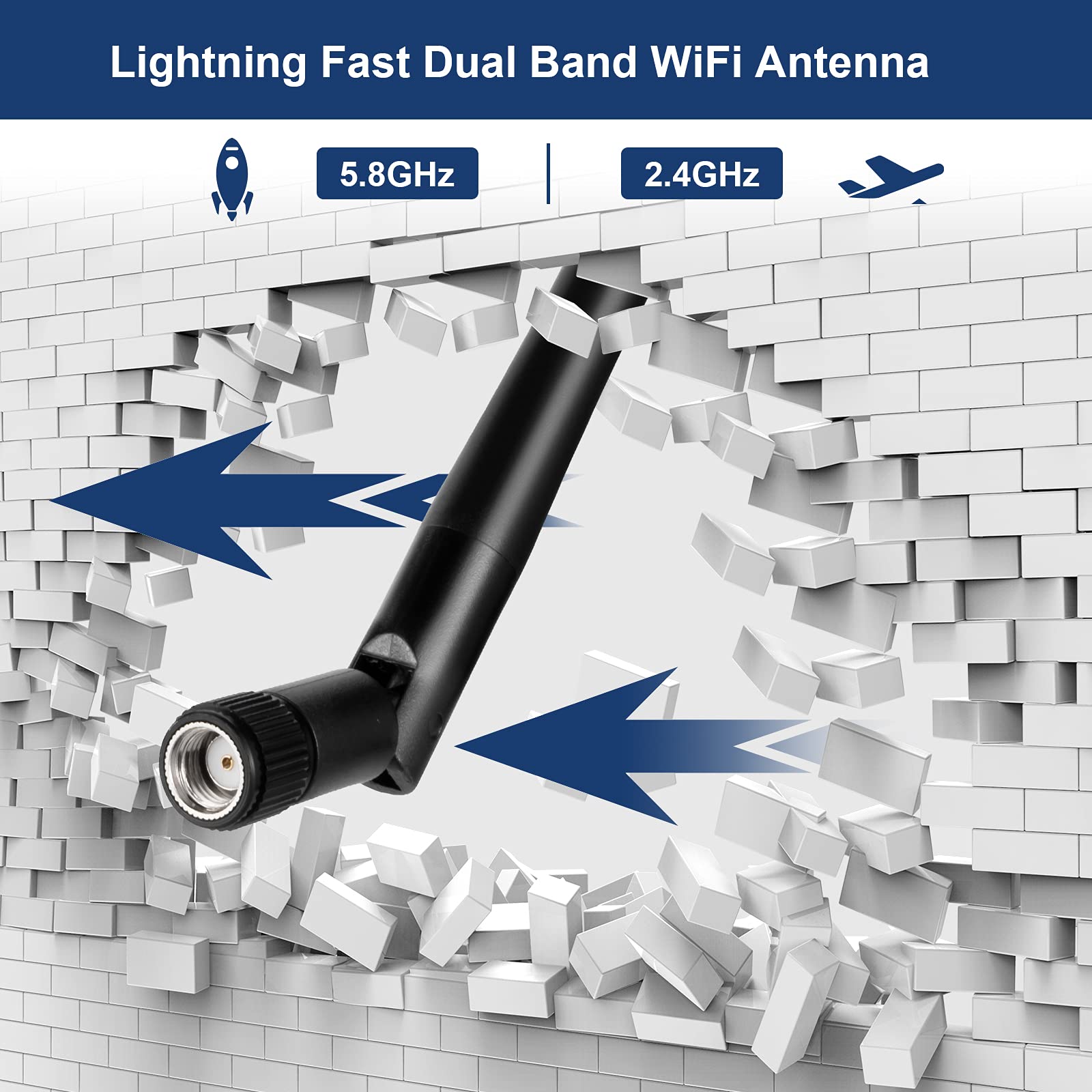 Nelawya Dual Band WiFi Antenna 2.4GHz 5GHz RP-SMA Connector Enhance Wireless Signals MIMO Antenna for Furrion Back Up RV Camera(2 Pack)