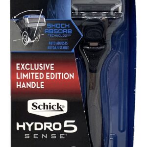 Schick Hydro 5 Sense Hydrate Razor Limited Edition Handle with Shock Absorb Technology for Men, 1 Handle with 1 Refill (Handle Color Chosen Randomly)