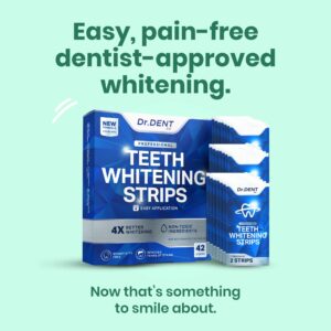 DrDent Professional Teeth Whitening Strips 21 Treatments - Safe for Enamel - Non Sensitive Teeth Whitening - Whitening Without Any Harm - Pack of 42 Strips + Mouth Opener Included