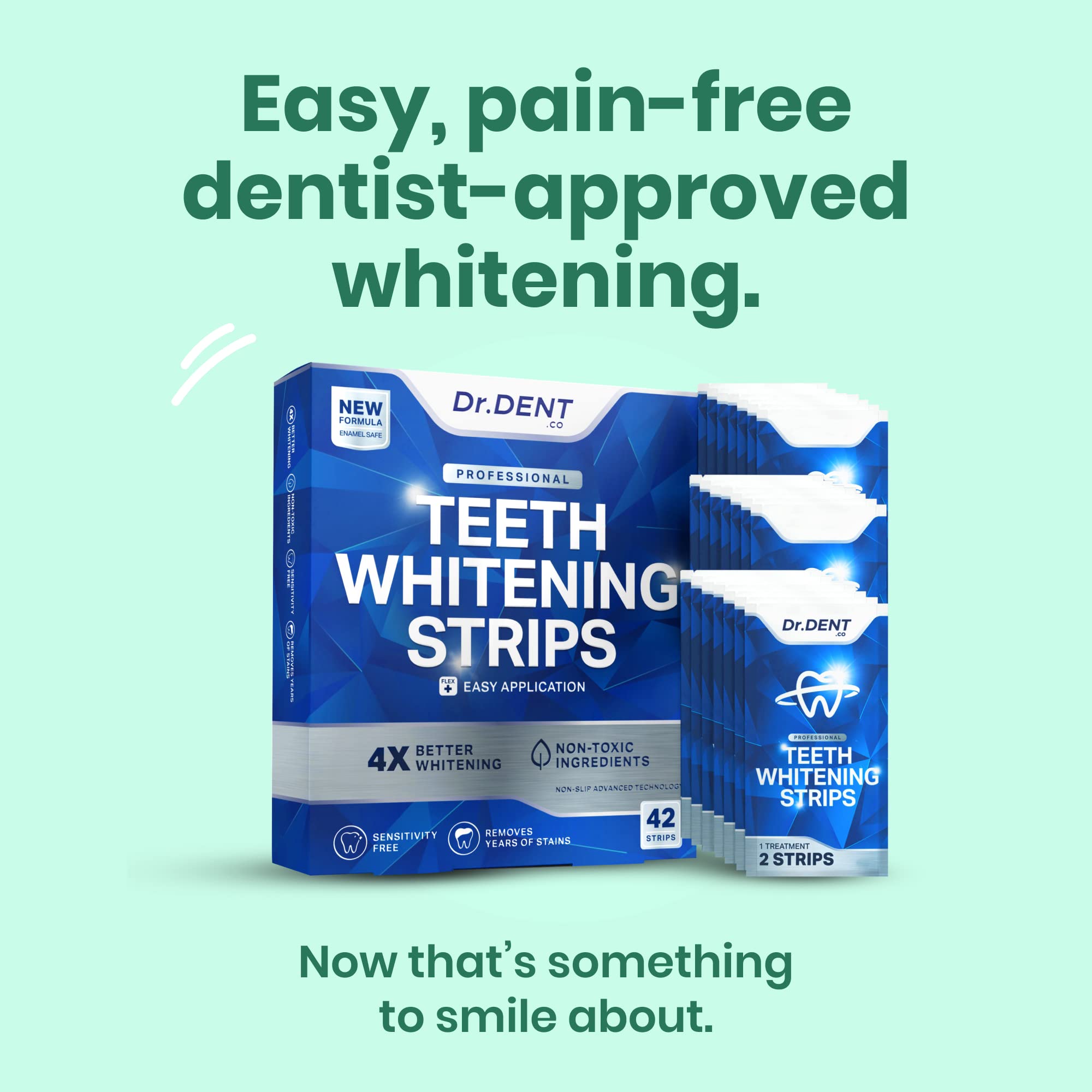 DrDent Professional Teeth Whitening Strips 21 Treatments - Safe for Enamel - Non Sensitive Teeth Whitening - Whitening Without Any Harm - Pack of 42 Strips + Mouth Opener Included