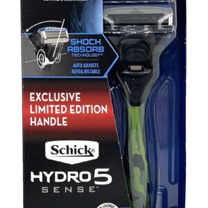 Schick Hydro 5 Sense Hydrate Razor Limited Edition Handle with Shock Absorb Technology for Men, 1 Handle with 1 Refill (Handle Color Chosen Randomly)