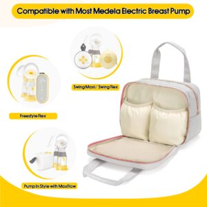 Damero Breast Pump Bag Compatible with Medela Electric Breast Pump, Carrying Bag for Pump in Style Max Flow, Freestyle Flex, Swing Maxi Pump and Parts, Light-Gray Pink (Bag Only)