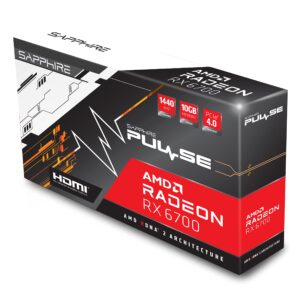 Sapphire 11321-02-20G Pulse AMD Radeon RX 6700 Gaming OC Graphics Card with 10GB GDDR6, AMD RDNA 2, Black