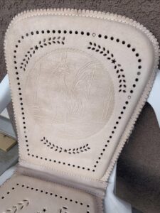 leather car seat cushion body positioner, respaldo de cuero para carro artesania mexicana natural