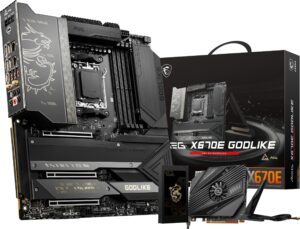 msi meg x670e godlike gaming motherboard (amd ryzen 9000/8000/7000 series processors, am5, ddr5, pcie 5.0, sata 6gb/s, m.2, usb 3.2 gen 2, wi-fi 6e, hdmi/dp, 10gbps dual lan, sli, eatx)