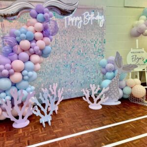 COKAOBE Rainbow Blue Shimmer Wall Backdrop 24PCS Rainbow Blue Sequins Backdrop Decoration Panels, Photo Backdrops for Baby Shower Mermaid Unicorn Birthday Anniversary Wedding Decoration (Rainbow Blue)