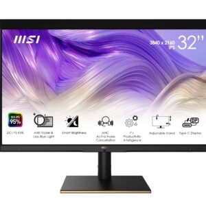 MSI Summit MS321UP, 32" Monitor, 3840 x 2160 (UHD), IPS, 60Hz, VESA Certified DisplayHDR 600, 4ms, HDMI, Displayport, USB C, Tilt, Swivel, Height Adjustable