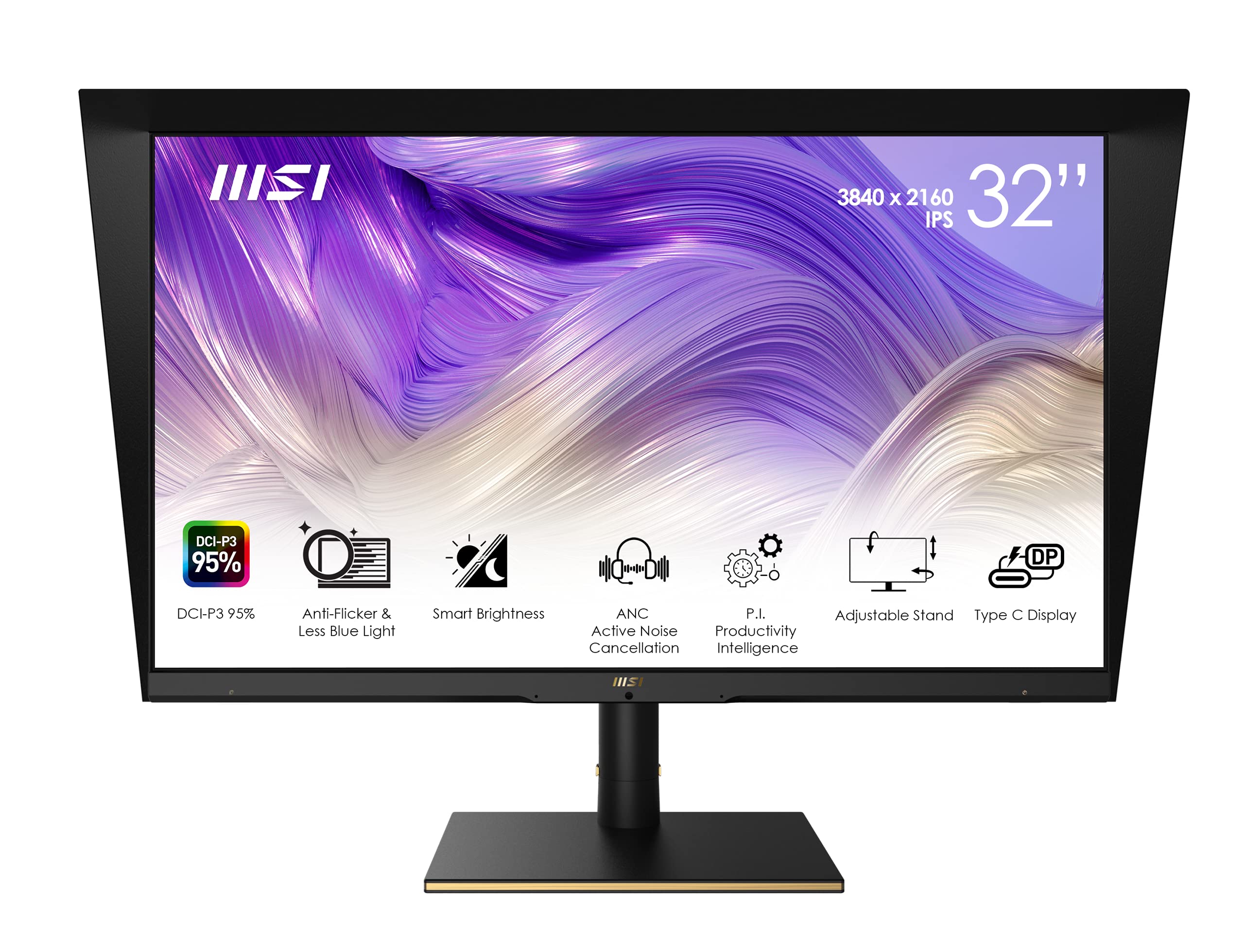 MSI Summit MS321UP, 32" Monitor, 3840 x 2160 (UHD), IPS, 60Hz, VESA Certified DisplayHDR 600, 4ms, HDMI, Displayport, USB C, Tilt, Swivel, Height Adjustable