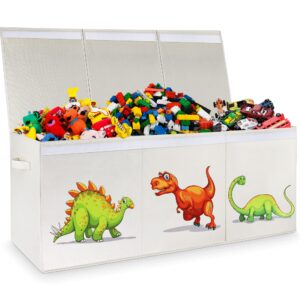 HOMEMARVEL Toy Chest for Boys, Black and White Dinosaur