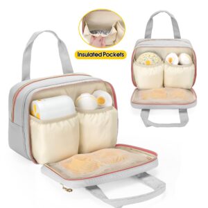 Damero Breast Pump Bag Compatible with Medela Electric Breast Pump, Carrying Bag for Pump in Style Max Flow, Freestyle Flex, Swing Maxi Pump and Parts, Light-Gray Pink (Bag Only)