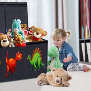 HOMEMARVEL Toy Chest for Boys, Black and White Dinosaur