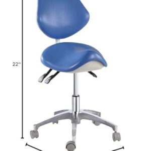 DOC.ROYAL Dental Saddle Chair Doctor's Stool PU Leather Medical Mobile Chair Two-Way Adjustment (Blue)