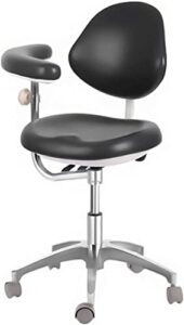 doc.royal black dental adjustable doctor's stool assistant chair+360 degree rotation armrest pu lether