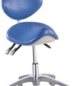 DOC.ROYAL Dental Saddle Chair Doctor's Stool PU Leather Medical Mobile Chair Two-Way Adjustment (Blue)