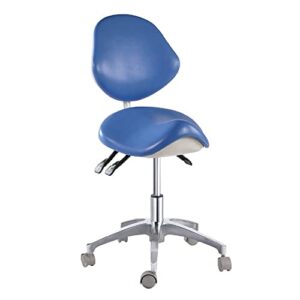 doc.royal dental saddle chair doctor's stool pu leather medical mobile chair two-way adjustment (blue)