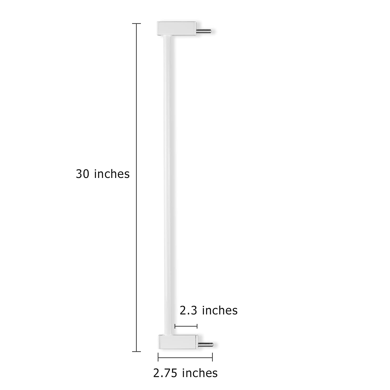 BABELIO 26-32 Inch Easy Install Narrow Pressure Mounted Metal Baby Gate, No Drilling, No Tools Required, with Wall Protectors and Extenders (White)