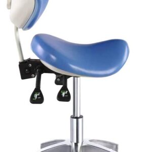 DOC.ROYAL Dental Saddle Chair Doctor's Stool PU Leather Medical Mobile Chair Two-Way Adjustment (Blue)