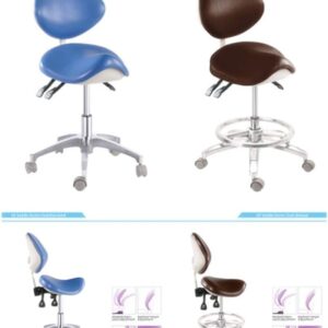 DOC.ROYAL Dental Saddle Chair Doctor's Stool PU Leather Medical Mobile Chair Two-Way Adjustment (Blue)