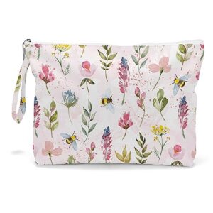 fokongna wet bag, wet dry bag, makeup bag, toiletry bag, waterproof large capacity travel cosmetic bag, zipper pouch for women, girls mo wife sister friends baby diaper bag bee wildflower gifts