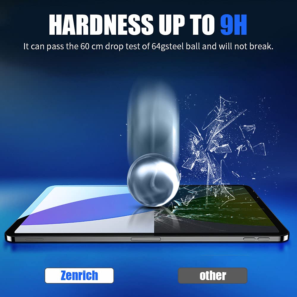 zenrich [2Pack ipad 10.2 Screen Protector with Anti Blue Light, iPad 9th/8th/7th Generation Tempered Glass Screen Protector with 9H Hardness/Bubble Free/Case Friendly, Pencil Compatible