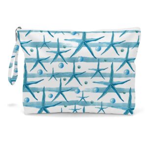 makeup bag, wet dry bag, toiletry bag, diaper bag waterproof large capacity travel cosmetic bag, zipper pouch for women, girls, mom, sister, friends, wet bag ocean sea shells beach starfish decor.07