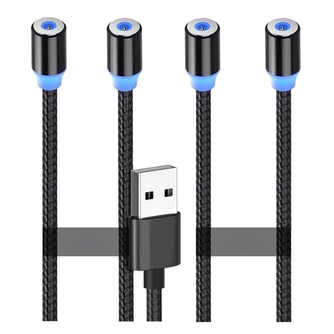 Raosky Magnetic Charging Cable 4pcs,(0.6ft,2.4 A Max) Nylon Braid Cord,Just Short Magnetic Cables without Magnetic Charging Tips,Suitable for Charger Station/Mobile Power/Tablet&More Devices (Black)