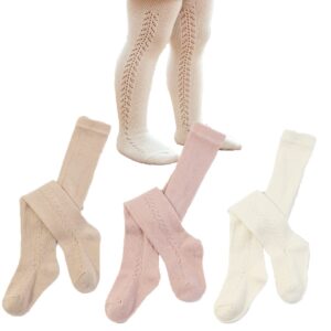 taous assam baby girls tights knit lace mesh breathable stockings toddler pantyhose infant leggings beige/pink/kakhi size 12-24 months