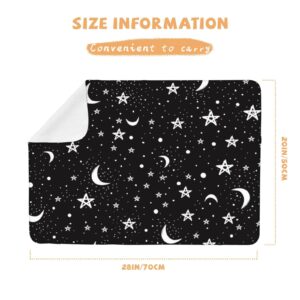 Ykklima Baby Changing Pad, Black White Moon and Star Pattern Change Mat for Diaper Change Waterproof Cotton Portable Reusable Washable for Home & Travel (20 x 28 Inches)