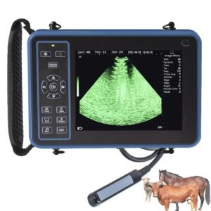 veterinary b-ultrasound scanner ultrasound scanner for pregnancy 6.5 mhz rectal probe, for volume heart rate measurement with 32g tf card, 8 color panels, b/bb/4b mode for cattle, horse, camel snake