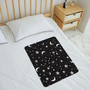 Ykklima Baby Changing Pad, Black White Moon and Star Pattern Change Mat for Diaper Change Waterproof Cotton Portable Reusable Washable for Home & Travel (20 x 28 Inches)