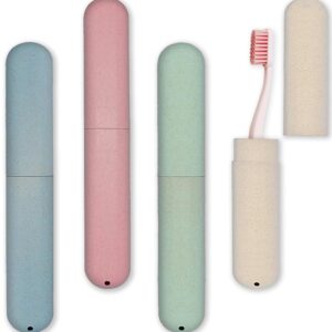 Flytofer 4 PCS Travel Toothbrush case with Ventilation Holes – Portable breathable Plastic Toothbrush Holders - Ideal for Travel, Camping, Trips, School, Home